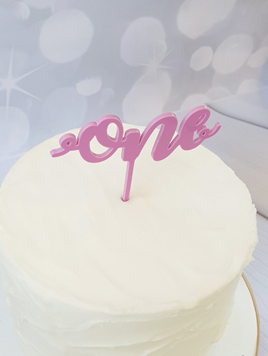 'One' Pink Acrylic Cake Topper